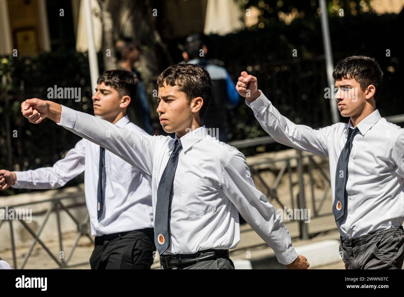 Nicosia, Cyprus. 25th Mar, 2024. The student parade for the 203rd year ...