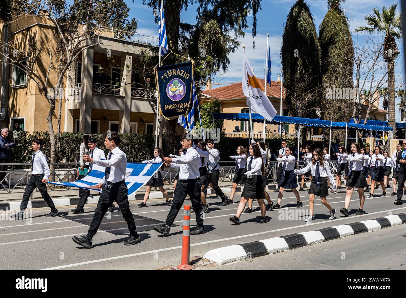Nicosia, Cyprus. 25th Mar, 2024. The student parade for the 203rd year ...