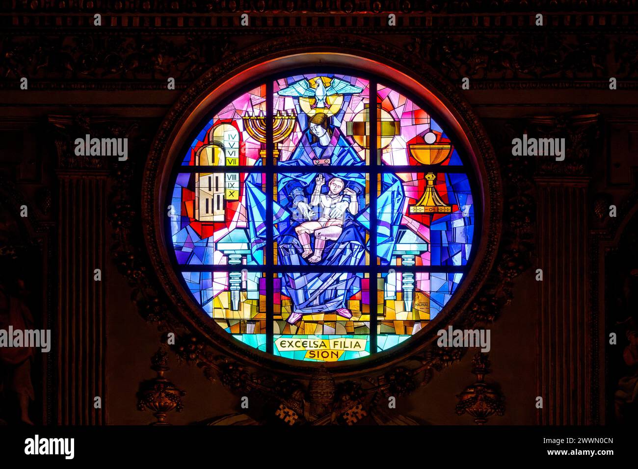 Rose window of the Basilica of Santa Maria Maggiore, Rome, Italy Stock ...