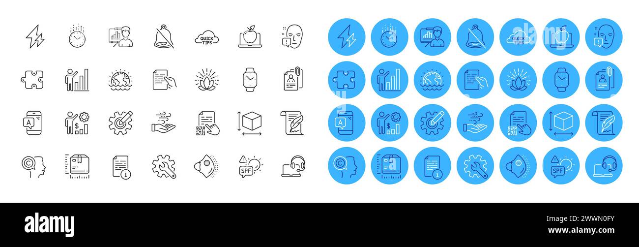 Time, Qr code and Graph chart line icons pack. For web app. Color icon buttons. Vector Stock ...