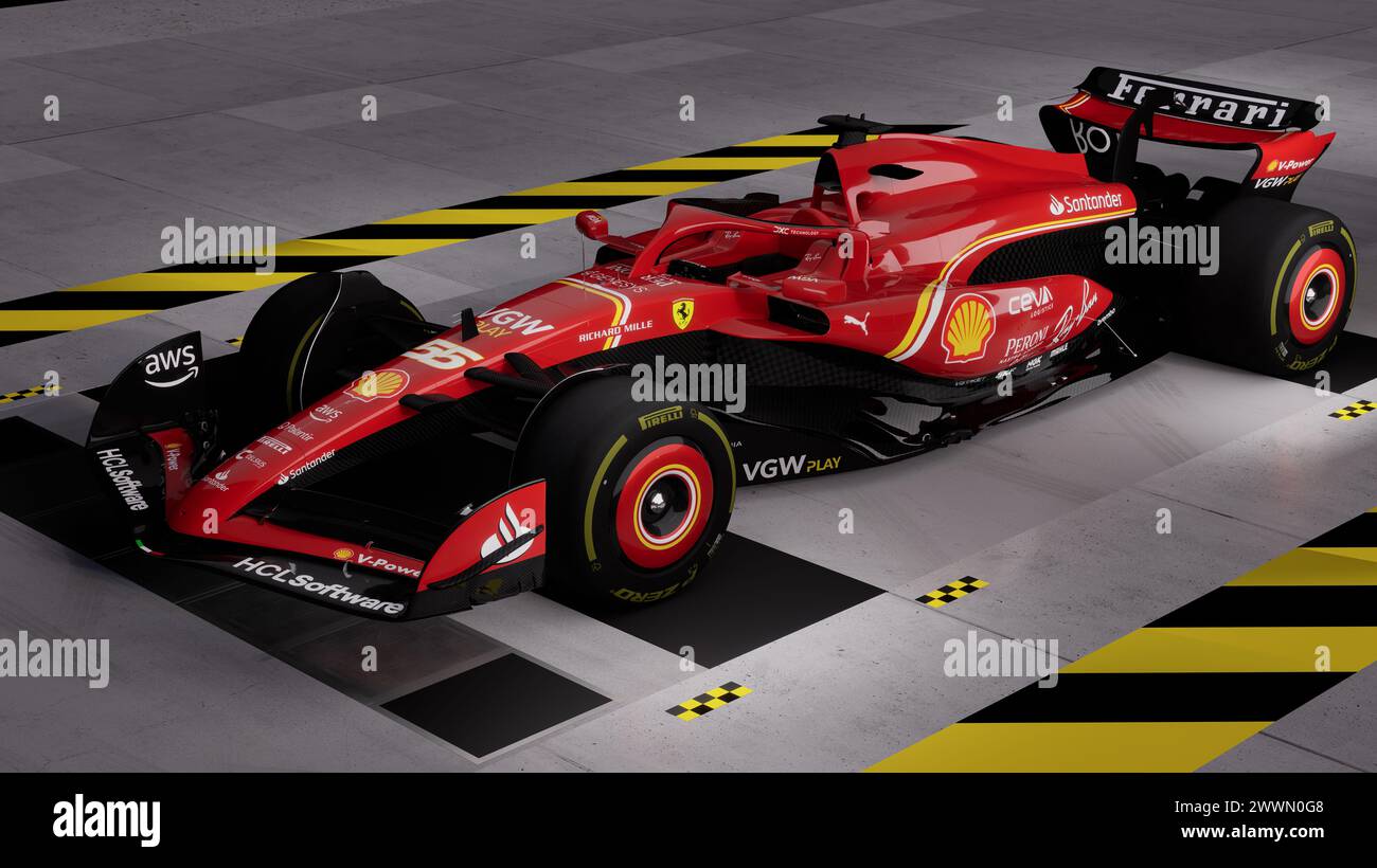 Ferrari SF-24 F1 2024 Formula One car in photo studio Stock Photo - Alamy