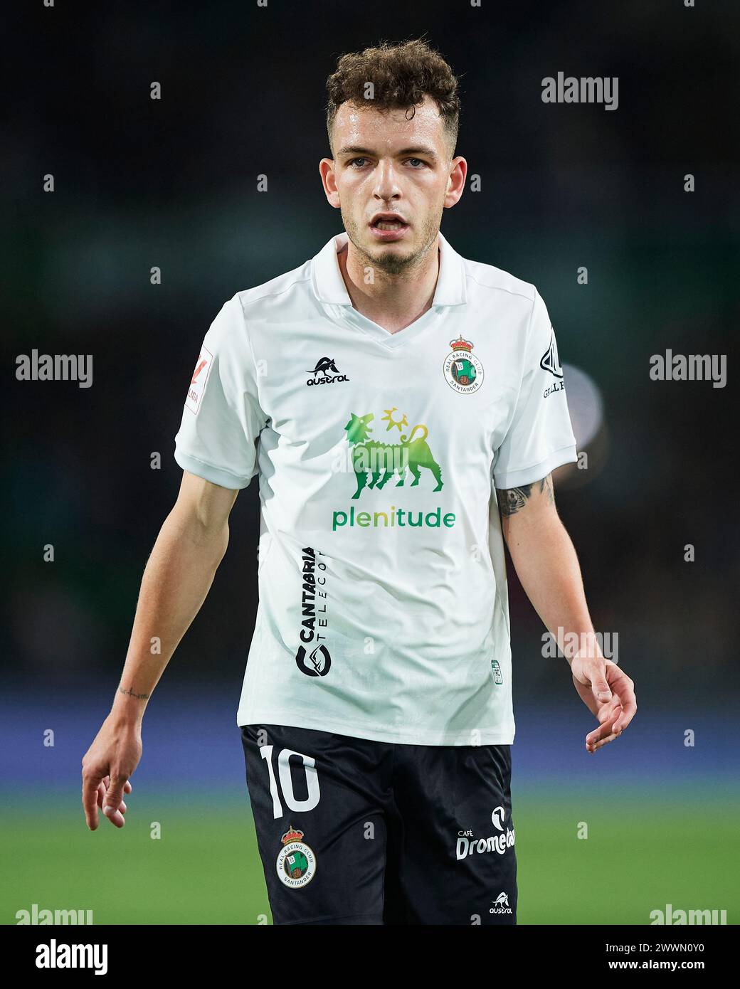 Inigo Vicente of Real Racing Club looks on during the LaLiga ...