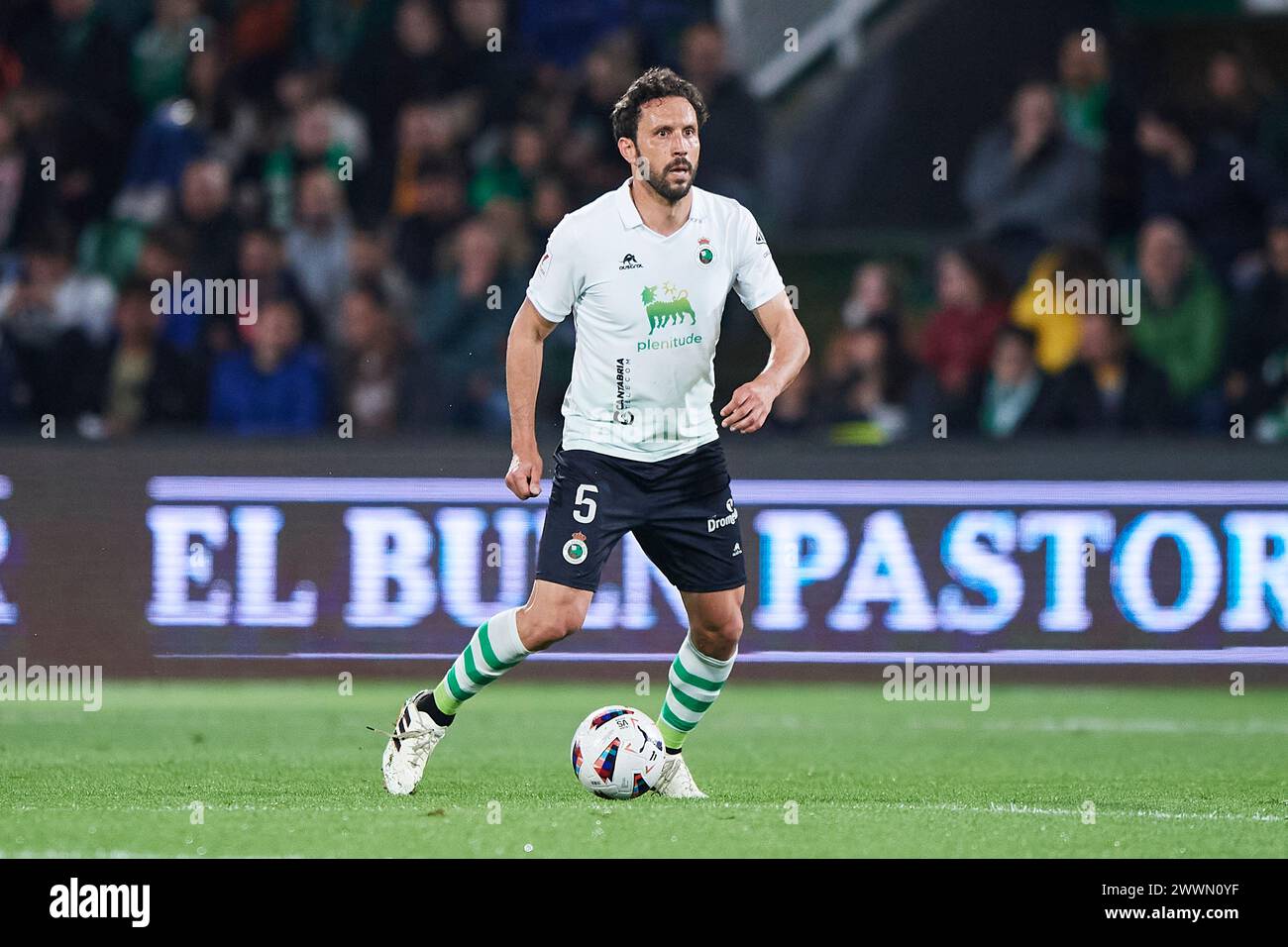 German Sanchez of Real Racing Club with the ball during the LaLiga ...