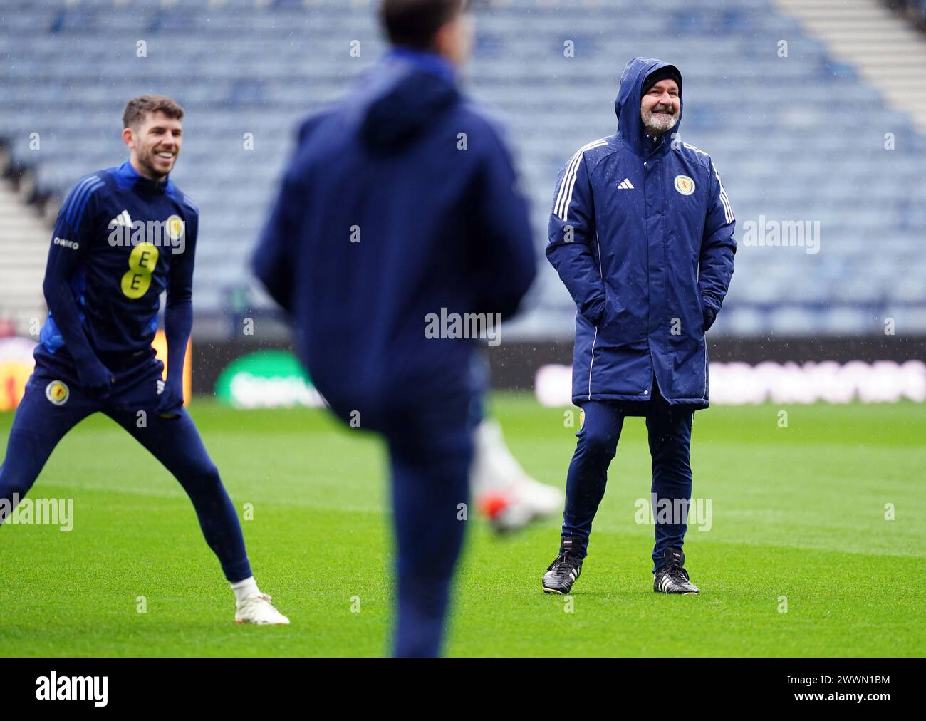 Scotland manager Steve Clarke during a training session at Hampden Park ...