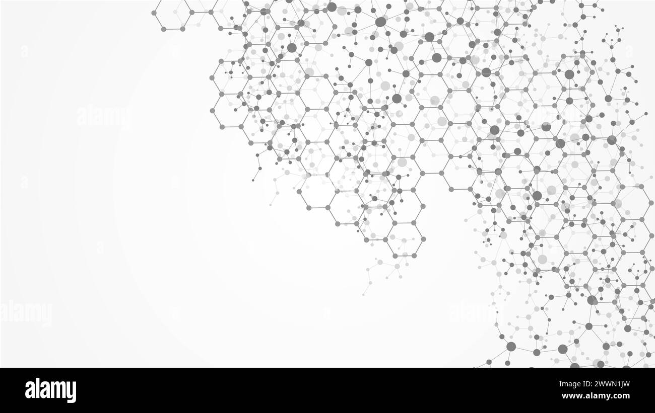 Modern Science Background With Lines Dots And Hexagons Wave Flow Abstract Background