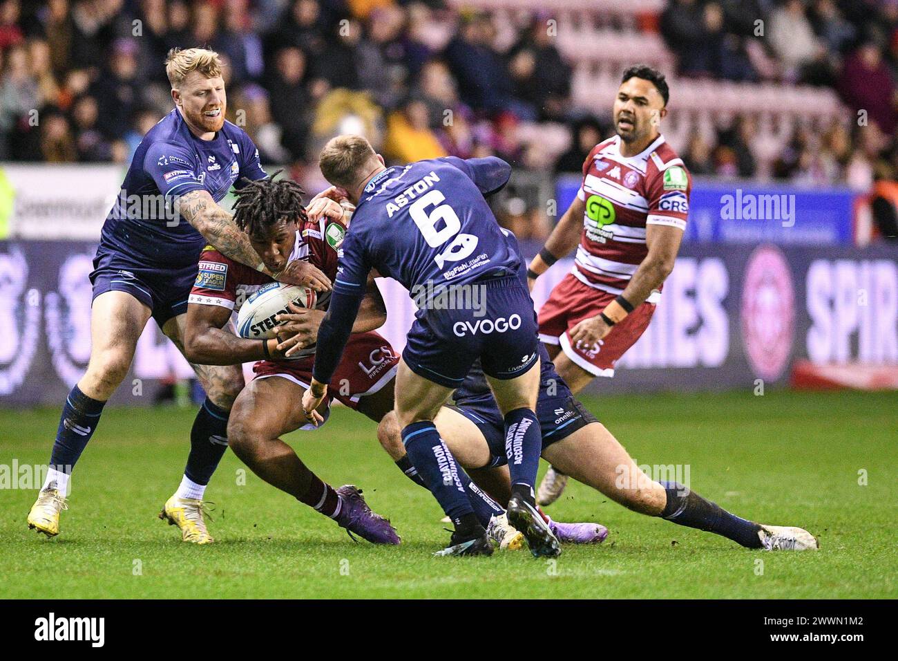 Wigan, England - 22nd March 2024 Junior Nsemba of Wigan Warriors in ...