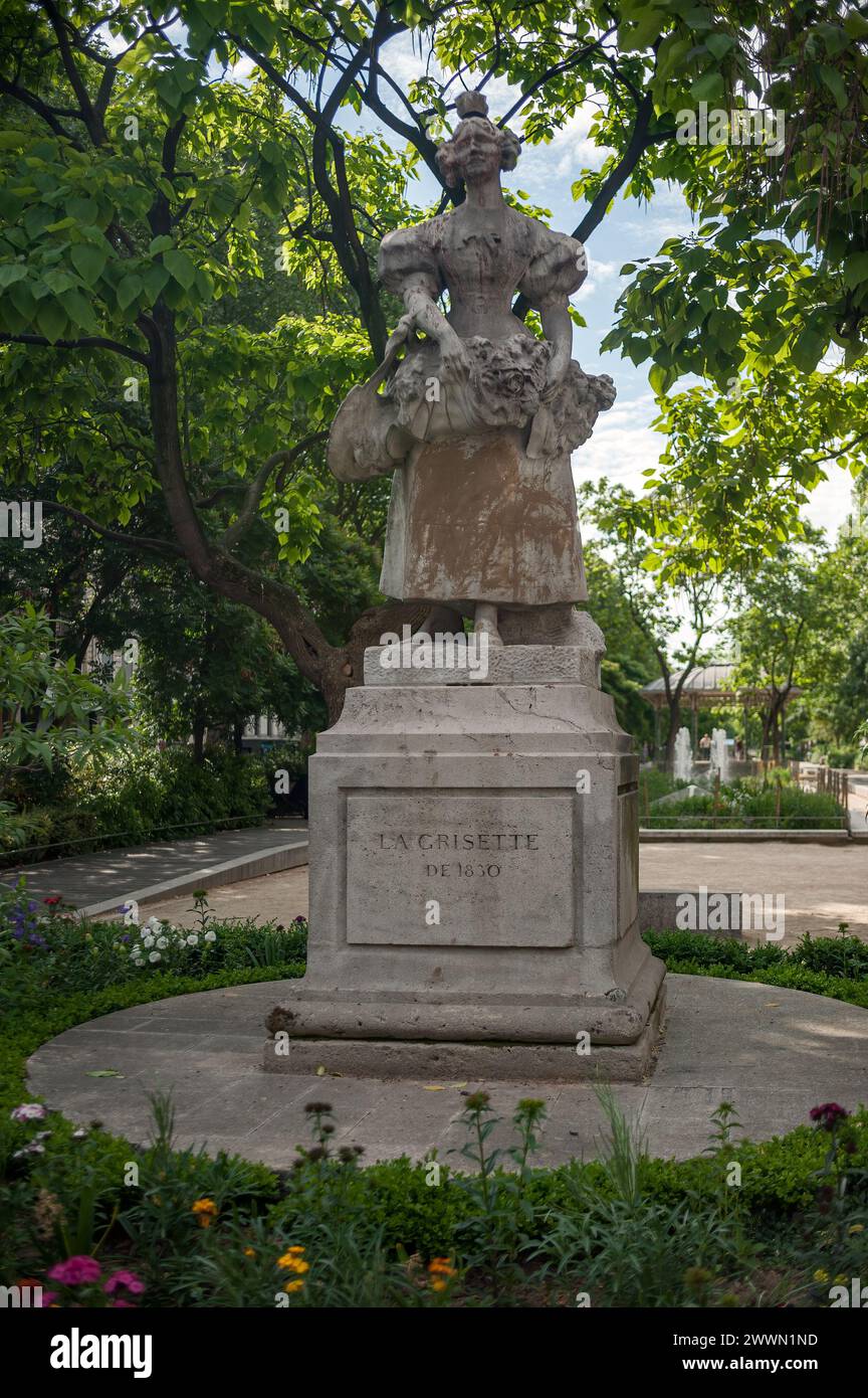 PARIS, FRANCE - MAY 08, 2011: La Grisette Flower Girl Statue in the ...