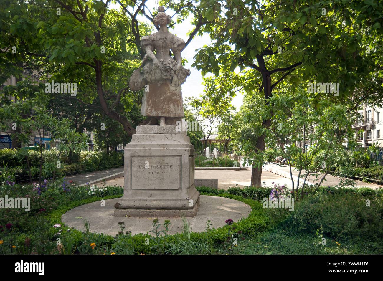 PARIS, FRANCE - MAY 08, 2011: La Grisette Flower Girl Statue in the ...