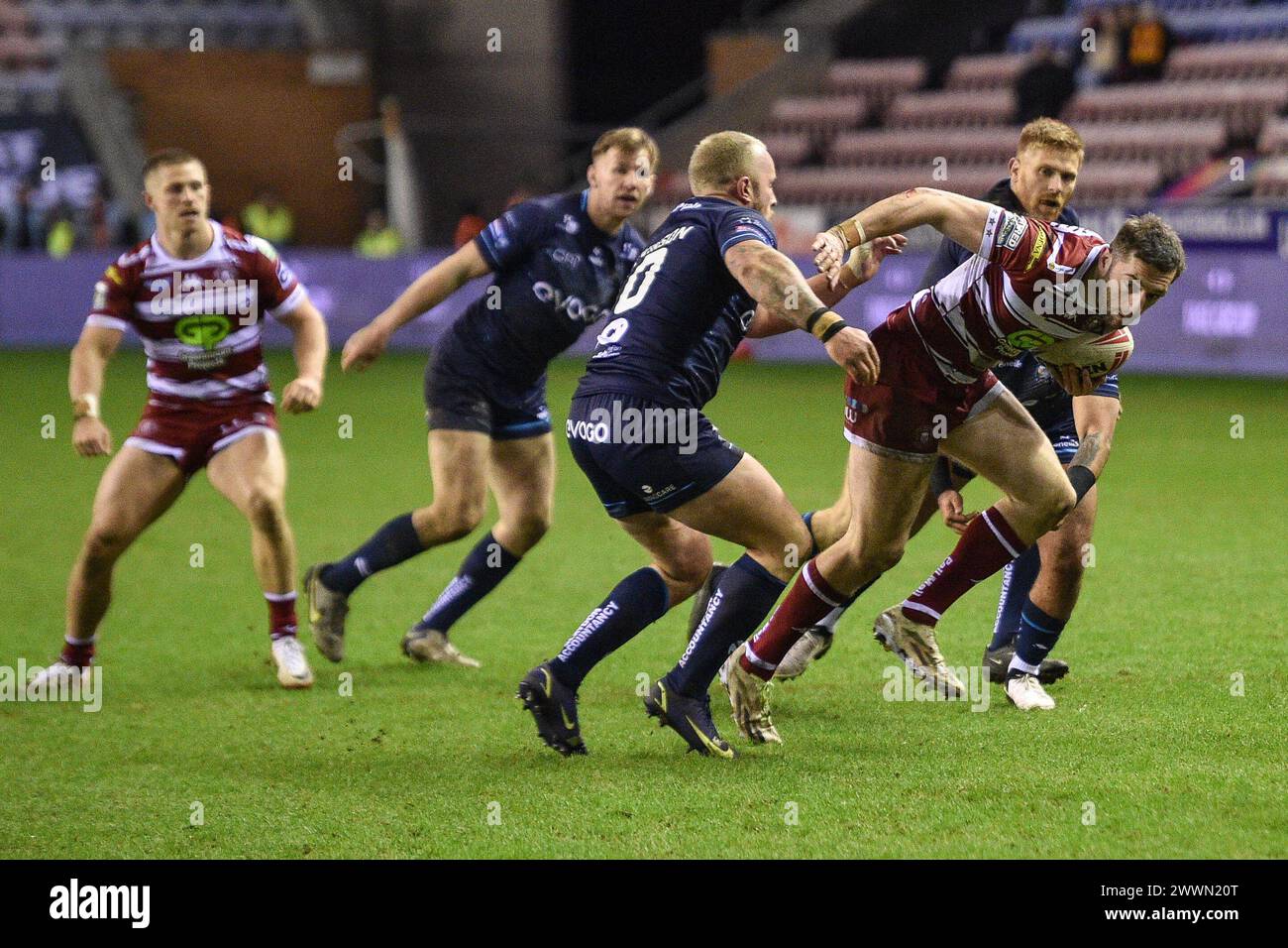 Wigan, England - 22nd March 2024 Jake Wardle of Wigan Warriors in ...
