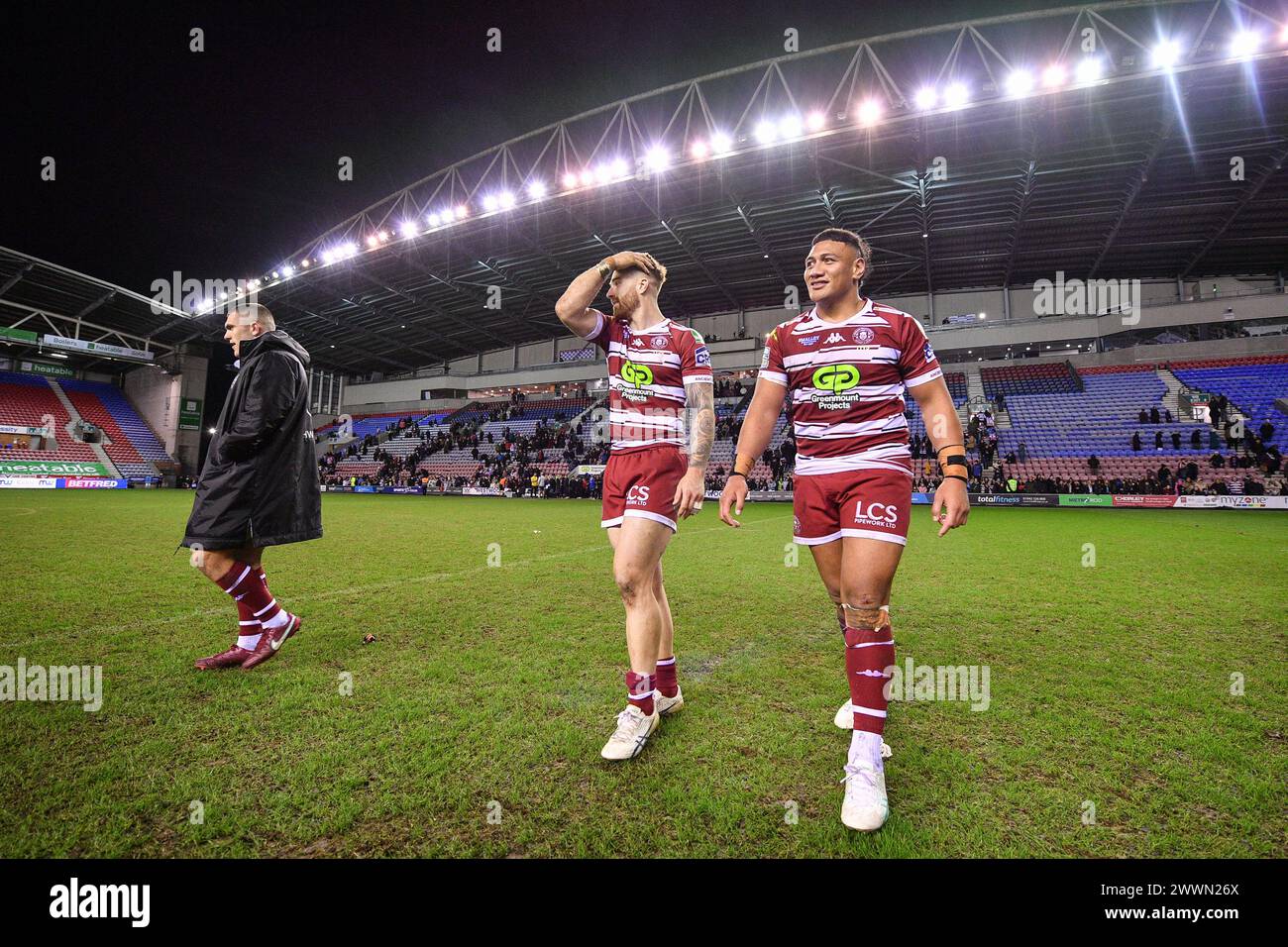 Wigan, England - 22nd March 2024 Adam Keighran of Wigan Warriors and ...