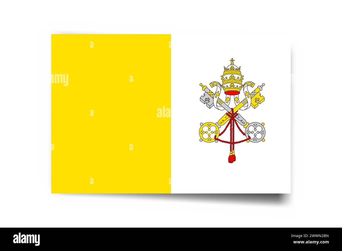 Vatican City flag - rectangle card with dropped shadow isolated on ...