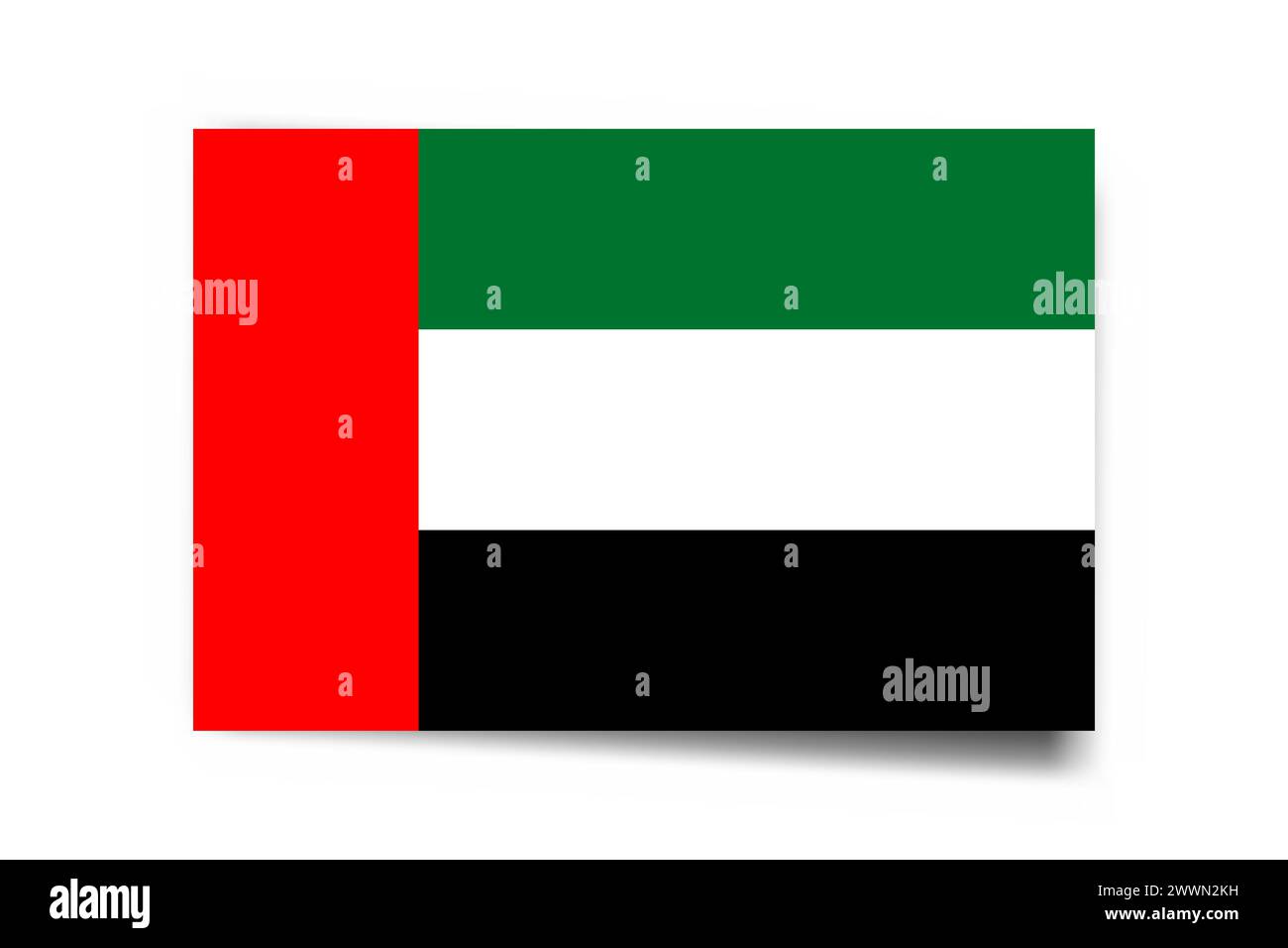 United Arab Emirates flag - rectangle card with dropped shadow isolated ...