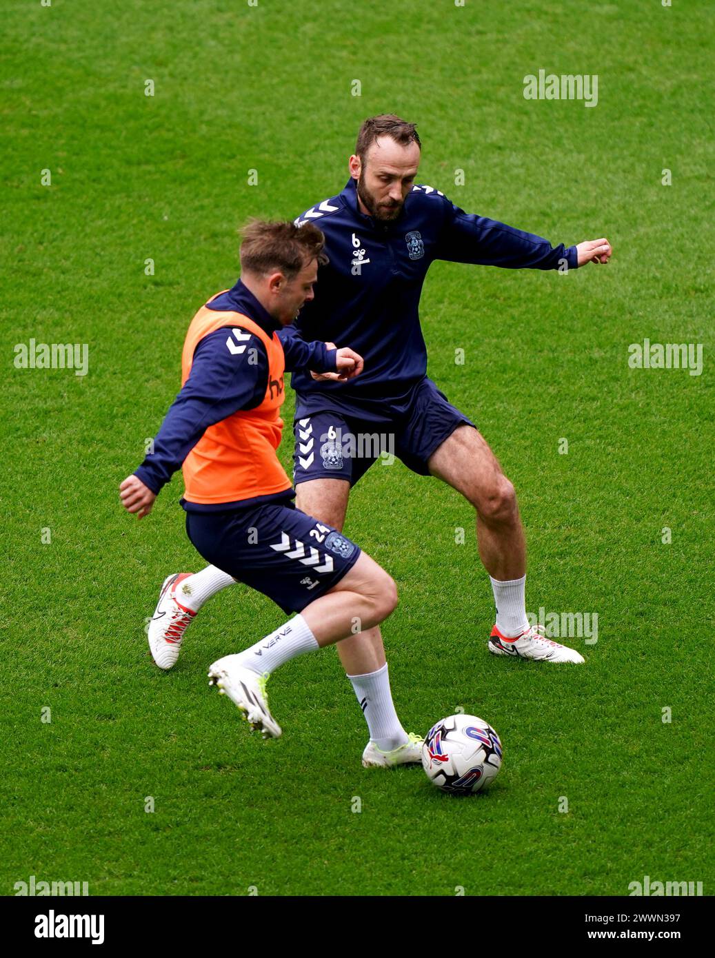 Coventry City's Liam Kelly (right) and Matthew Godden during a training ...
