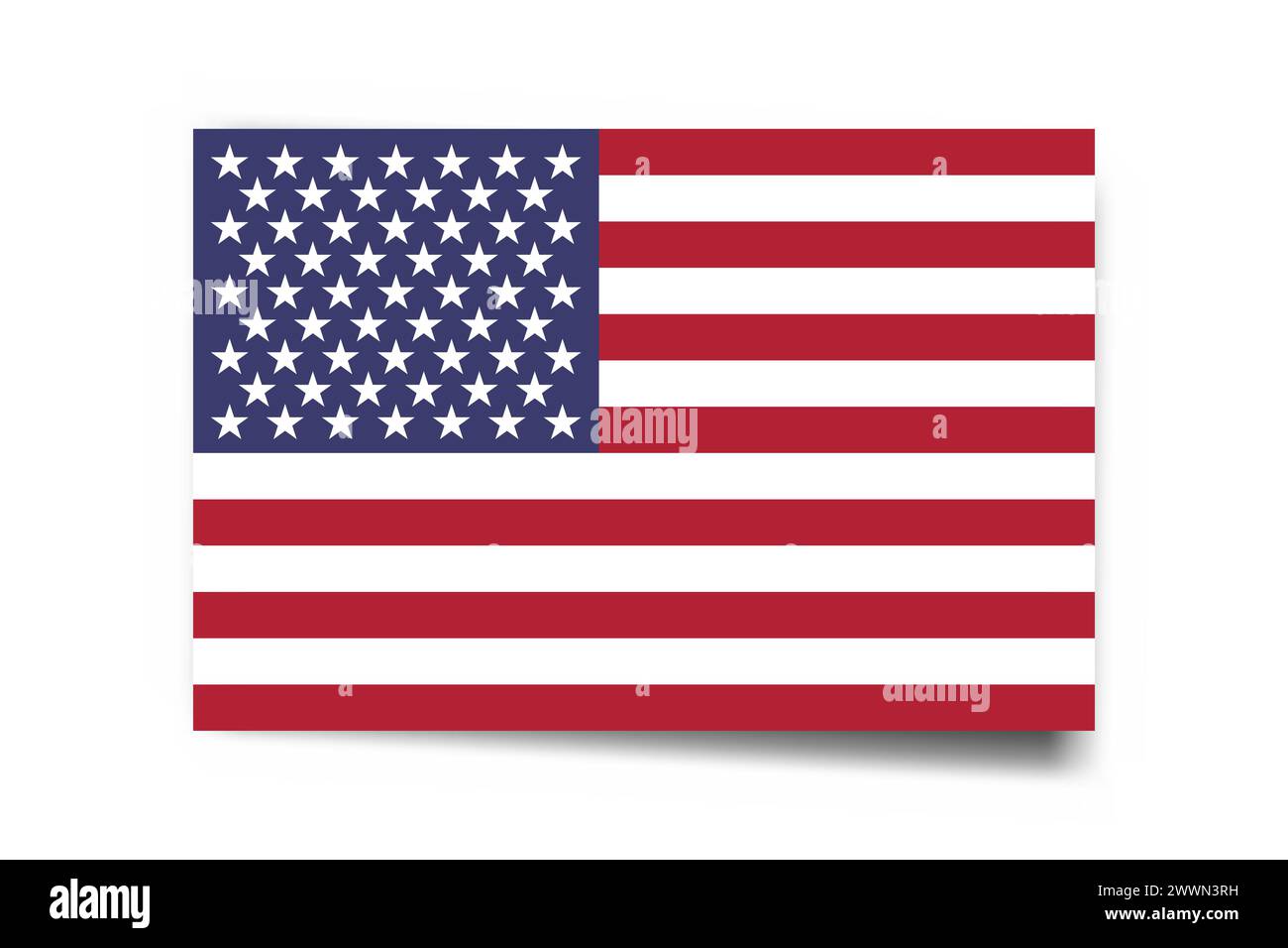 United States of America flag - rectangle card with dropped shadow ...