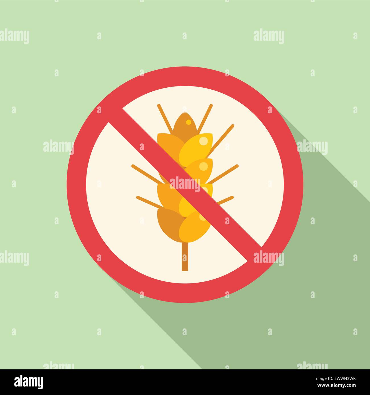 Wheat grain plant icon flat vector. Gluten intolerance. Allergen food ...