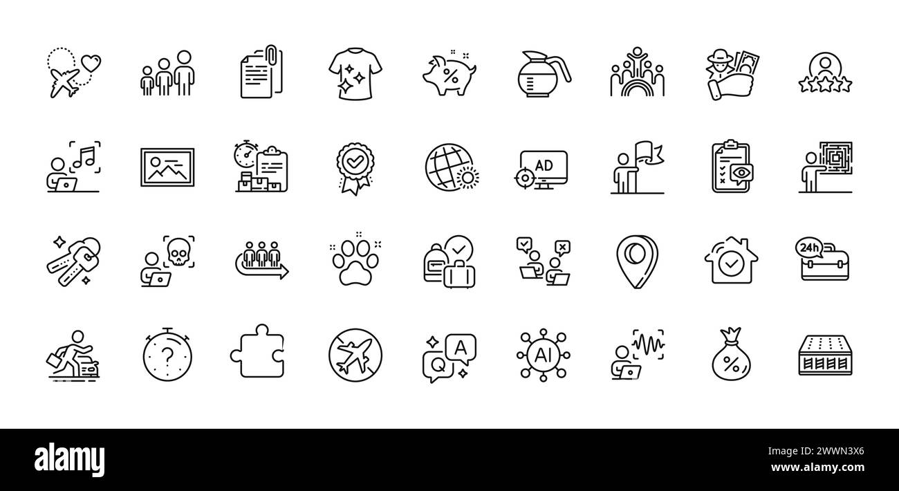 Inclusion, Fraud and 24h service line icons pack. For web app. Line ...