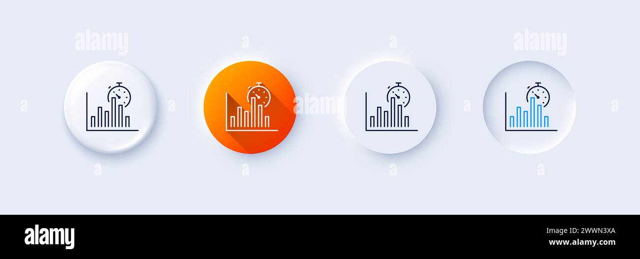 Report timer line icon. Neumorphic, Orange gradient, 3d pin buttons ...