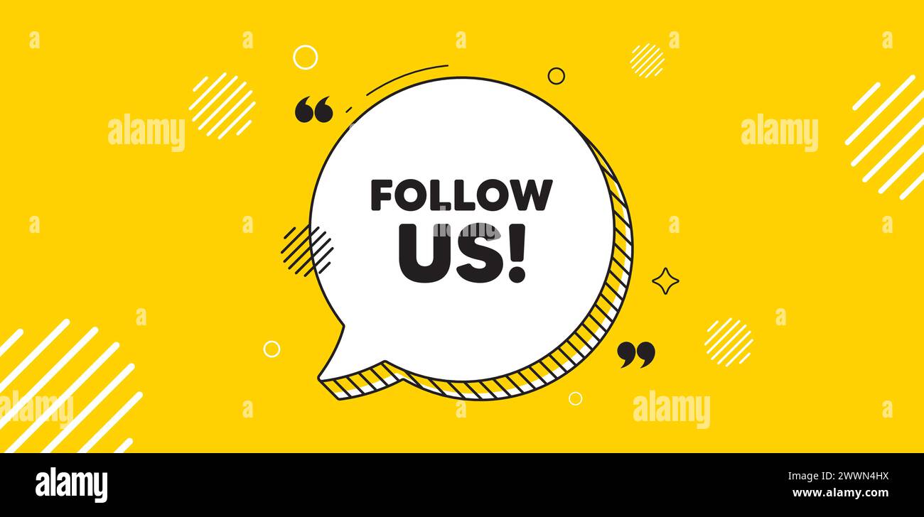 Follow us tag. Special offer sign. Chat speech bubble banner. Vector ...
