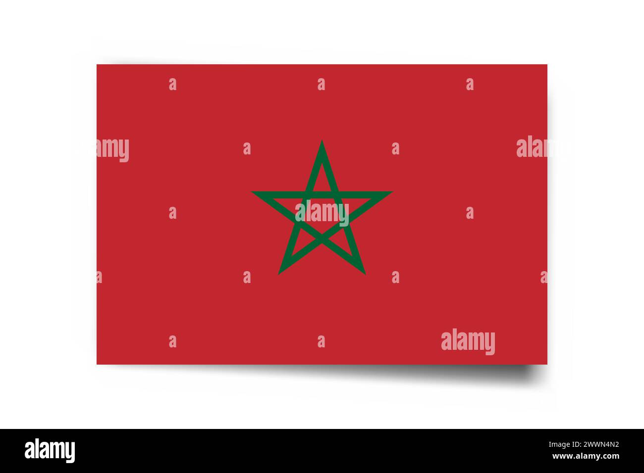Morocco flag - rectangle card with dropped shadow isolated on white ...