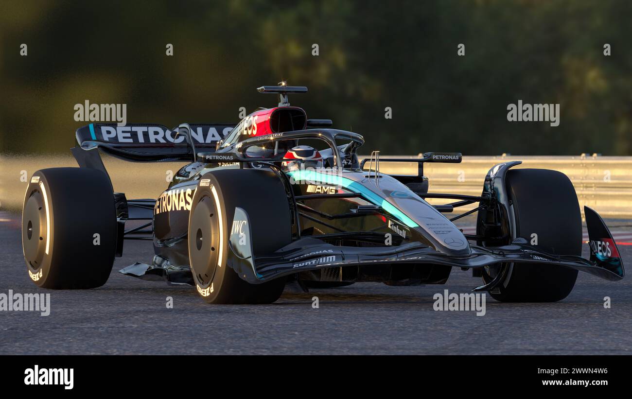 Mercedes W-15 F1 2024 Formula One car on track Stock Photo - Alamy