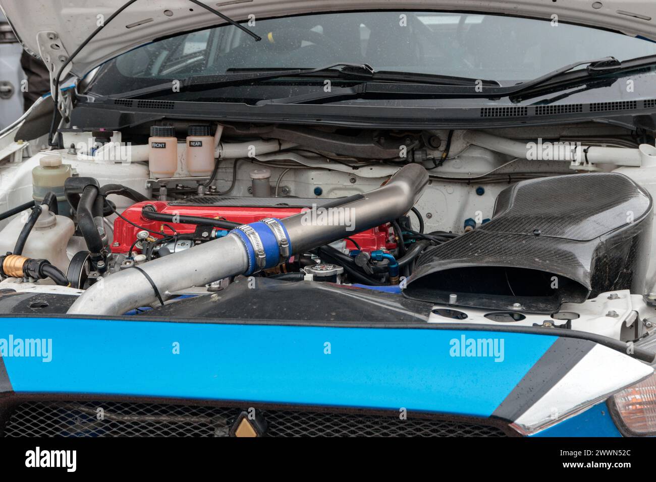 Mitsubishi Lancer Evo 10. engine. North West Stages Rally 2024 Stock ...