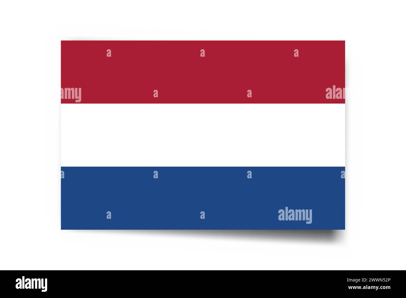 Netherlands flag - rectangle card with dropped shadow isolated on white ...