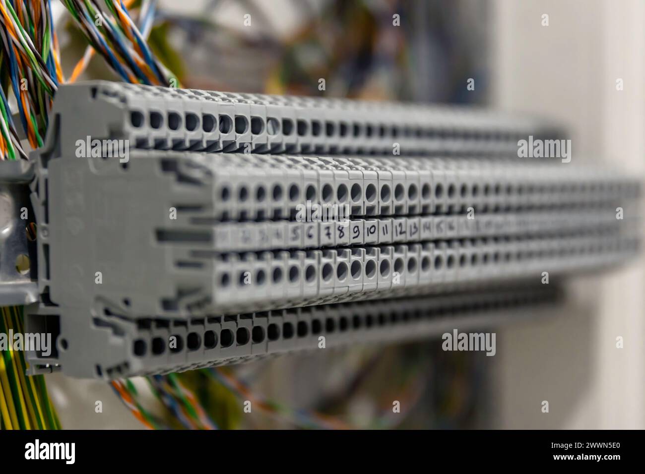 Electrical panel with fuses and contactors, close-up Stock Photo - Alamy