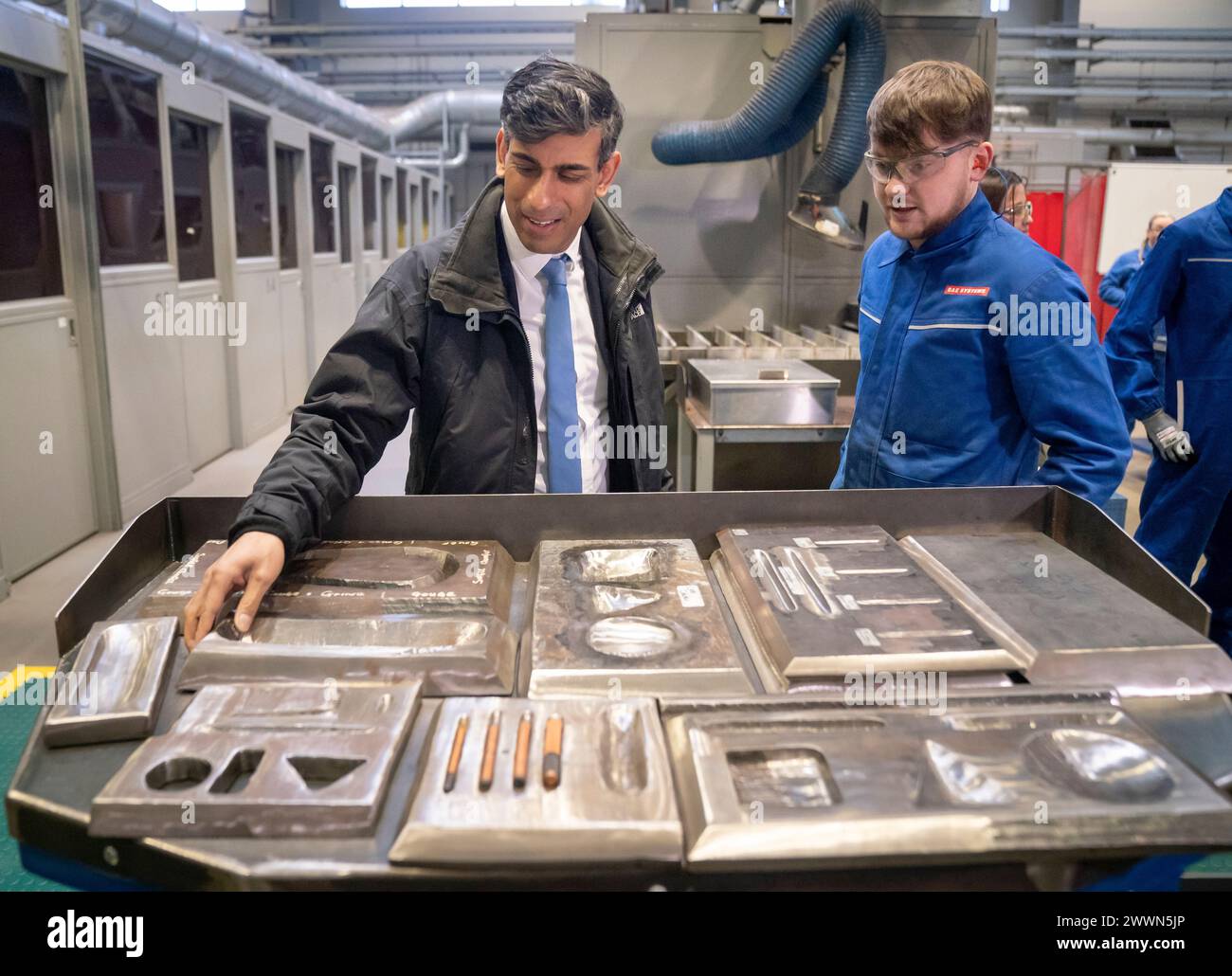 Prime Minister Rishi Sunak during a visit to BAE Systems, Submarines ...