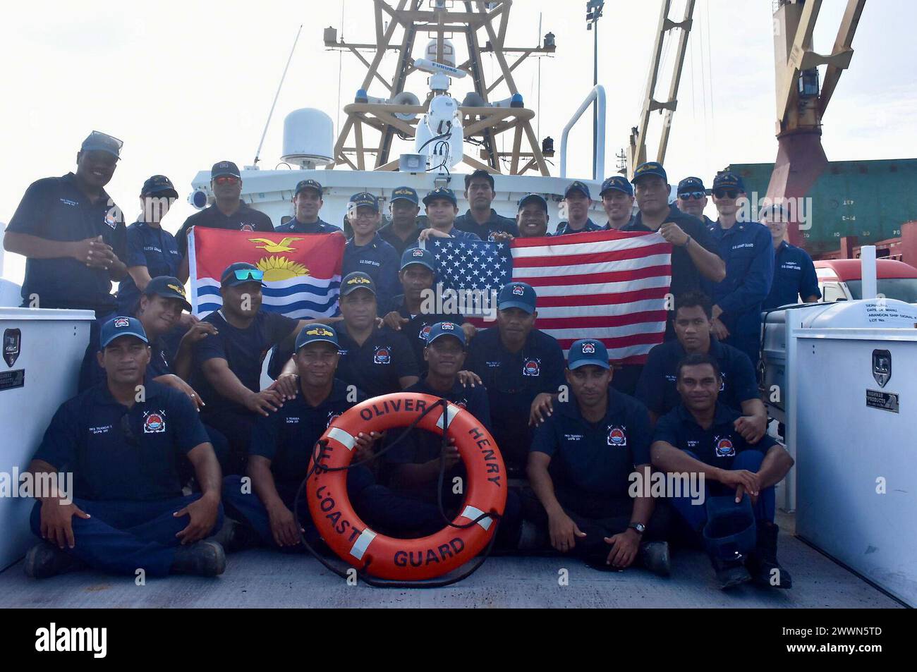 The USCGC Oliver Henry (WPC 1140) crew and shipriders from the Kiribati ...