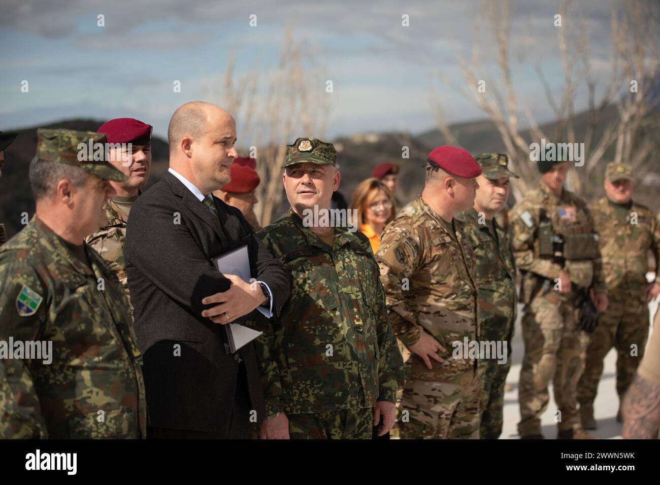 David Wisner, Chargé d'Affaires for the U.S. Embassy in Tirana, watches ...