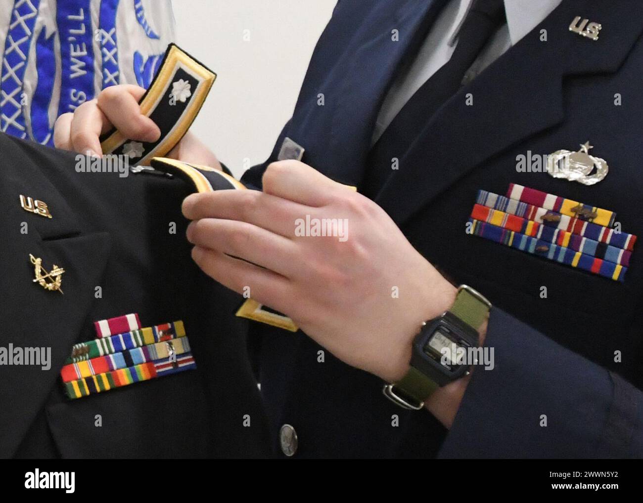 Air Force Maj. James Moeller replaces his brother's major shoulder ...