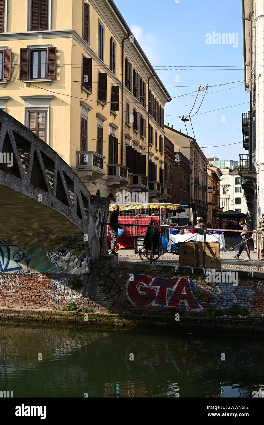 Navigli canal district Milan / Milano - Italy Stock Photo - Alamy