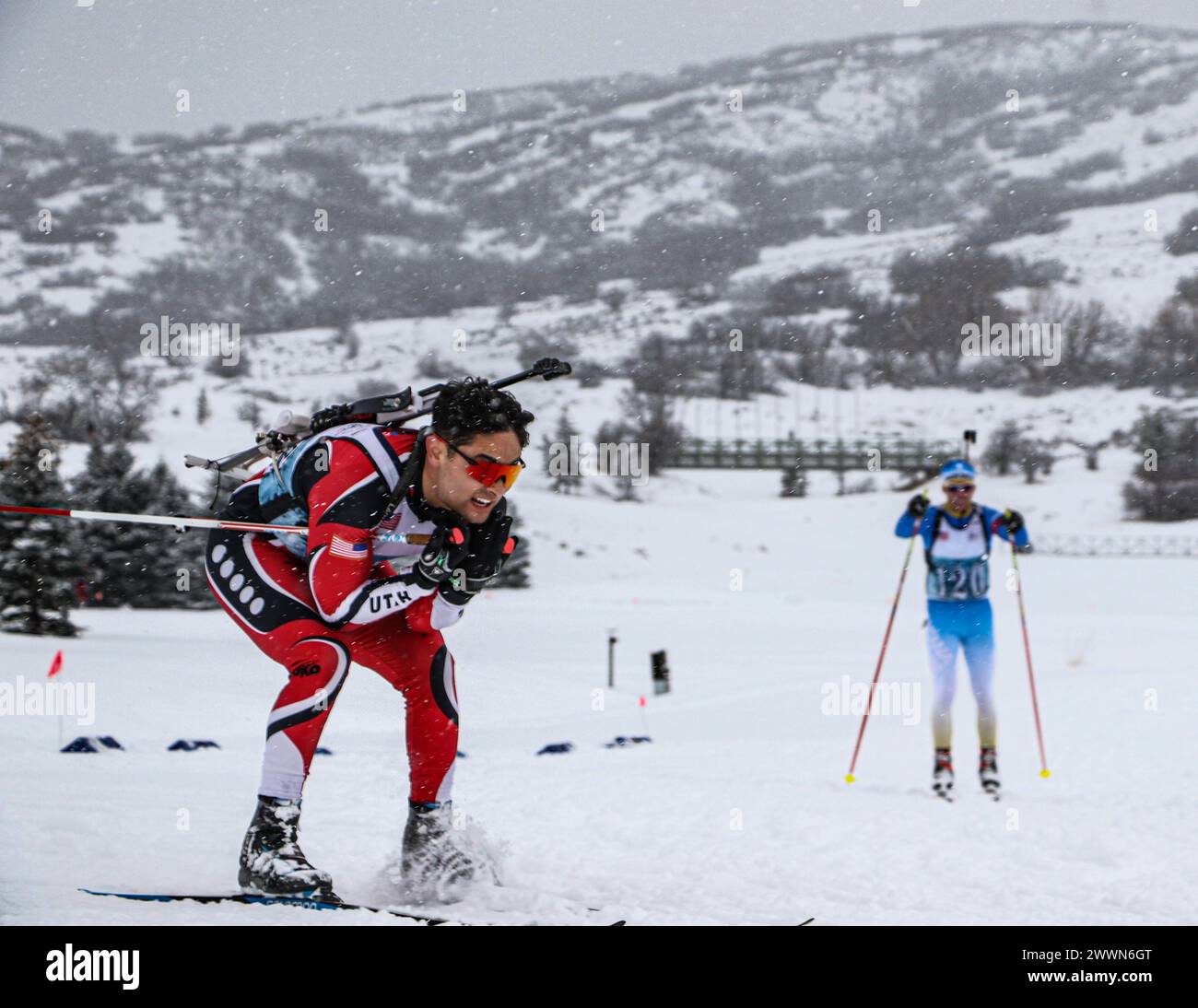 Staff Sgt. Tadhg Nekata, from the Utah National Guard, tucks into his ...