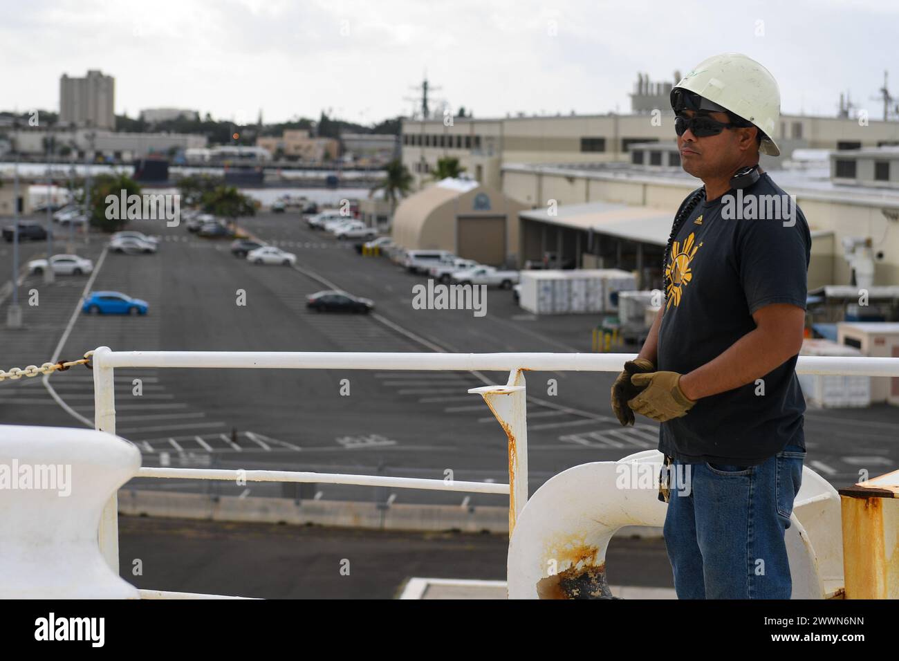 Military Sealift Command Civil Service Mariners Ryan Mora oversees line ...