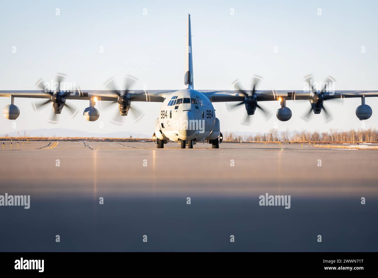 A U.S. Marine Corps C-130J Hercules assigned to Marine Aerial Refueler ...