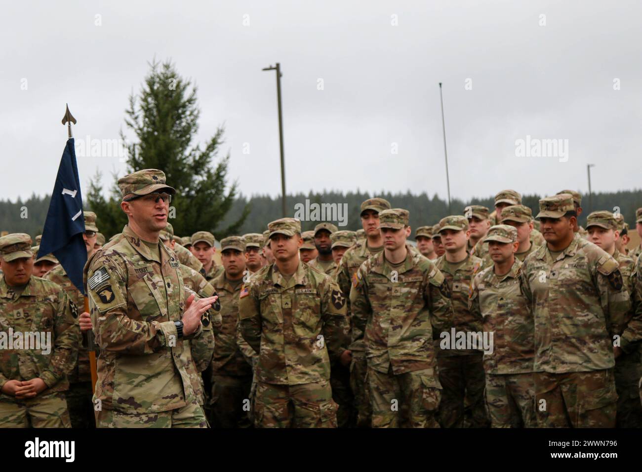 Lt. Col. Nick Stout, battalion commander 2-1 Infantry regiment, speaks ...