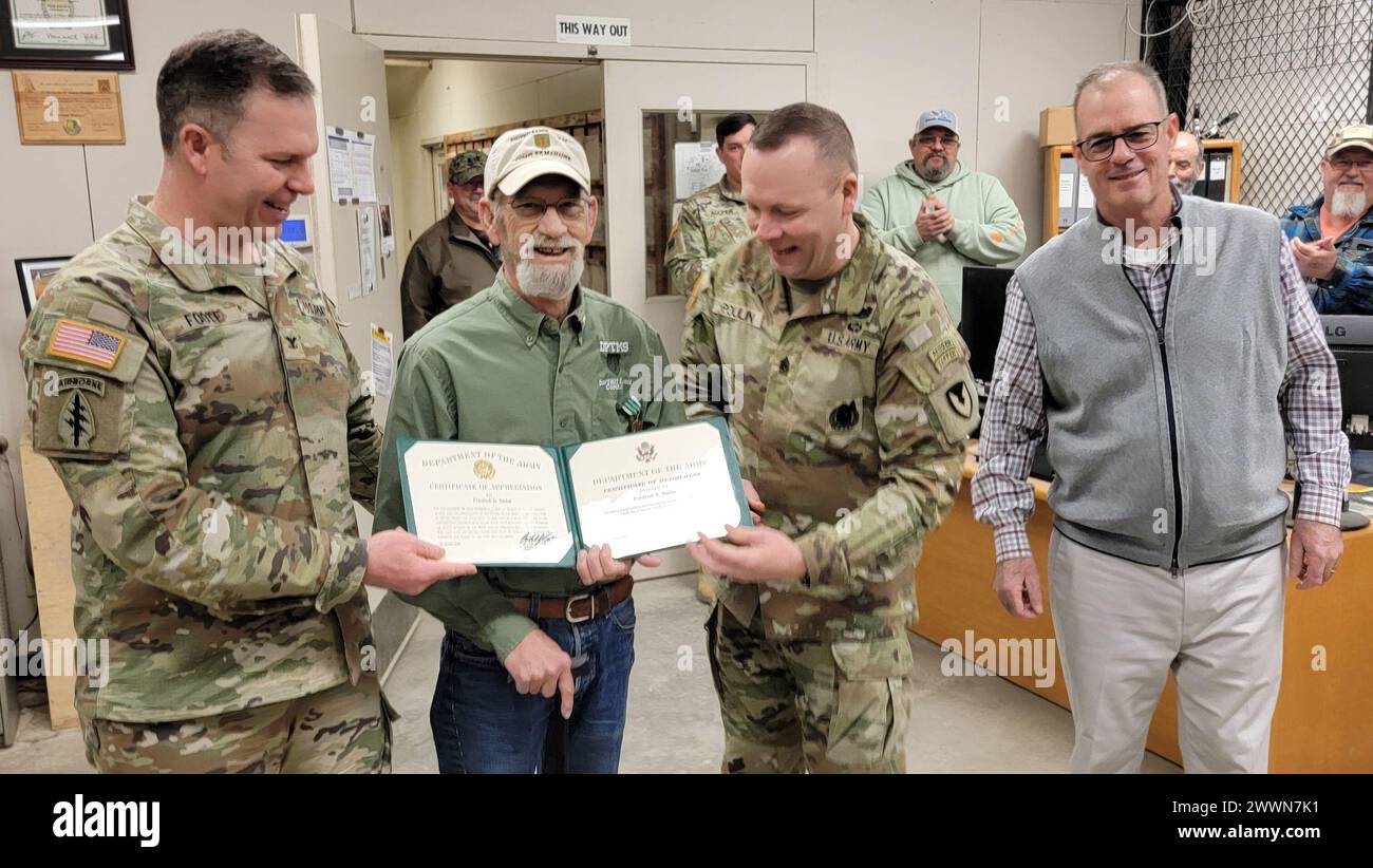 Col. Michael Foote, Fort Riley garrison commander, Fred Siebee, Douthit ...