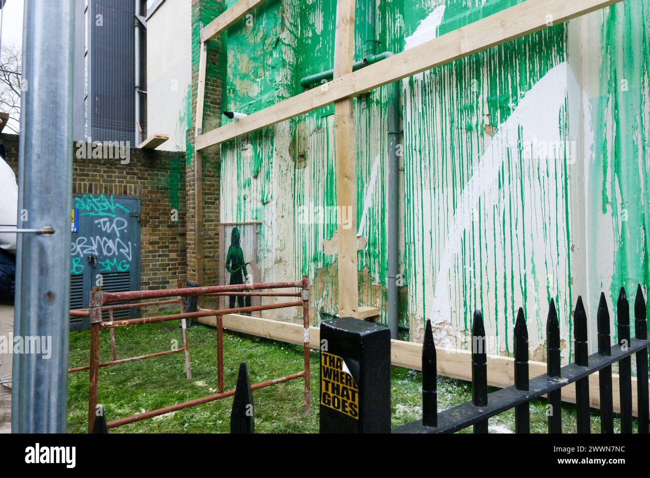 Hornsey, London, UK. 25th Mar 2024. The 'Banksy' tree artwork in ...