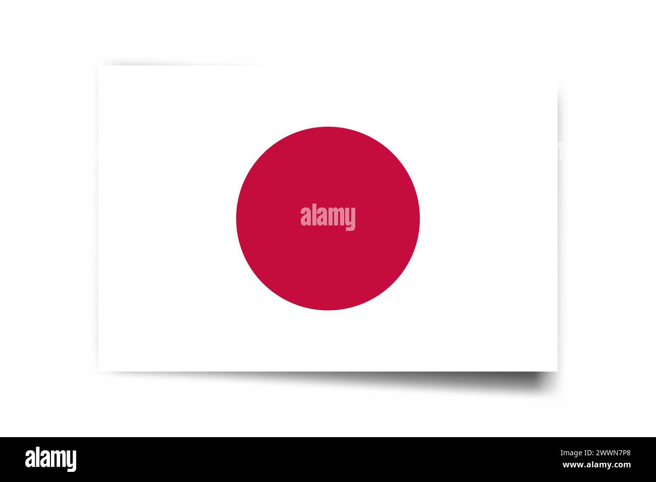 Japan flag - rectangle card with dropped shadow isolated on white ...