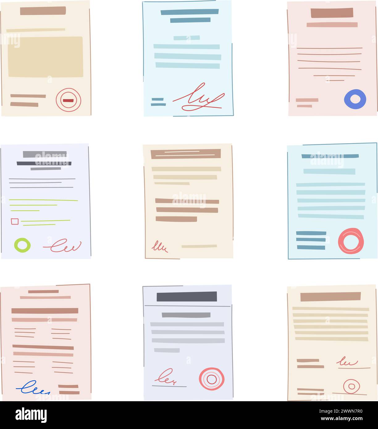 business contract set cartoon vector illustration Stock Vector Image ...