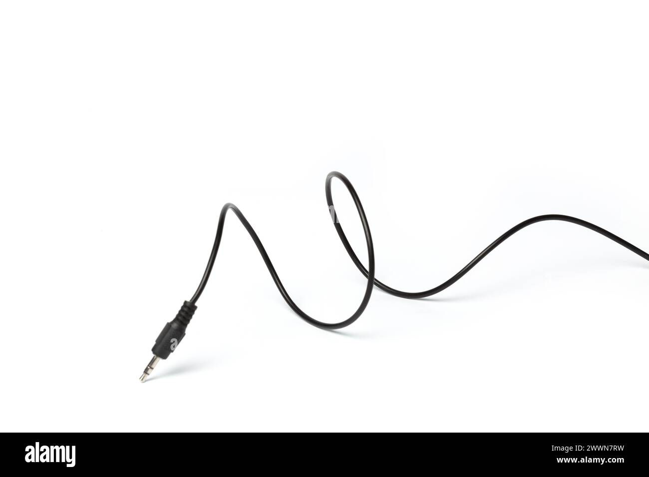 Black aux wire isolated on white Stock Photo - Alamy