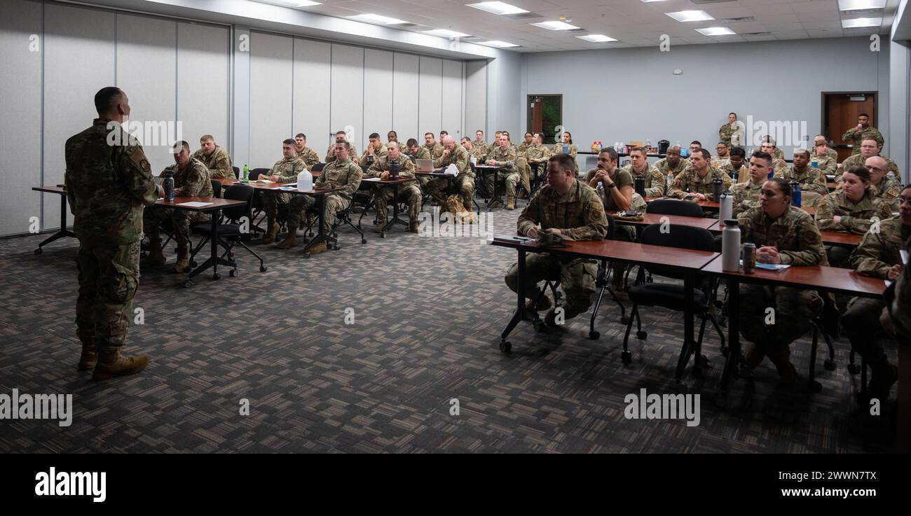 Minot Airmen attending the First Sergeant Symposium listen to the ...