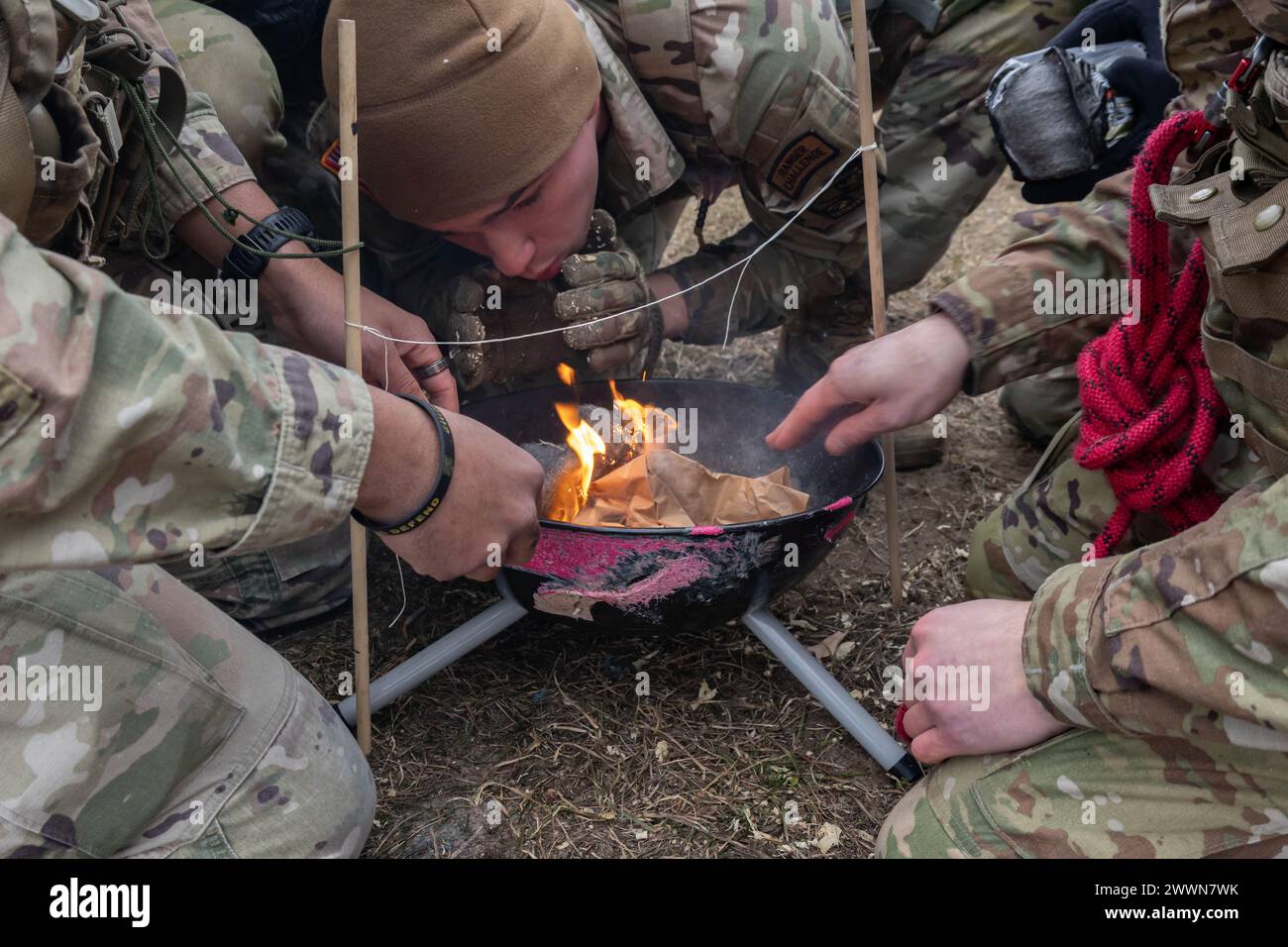 Cadets compete in the winter survival skill events during the Northern ...