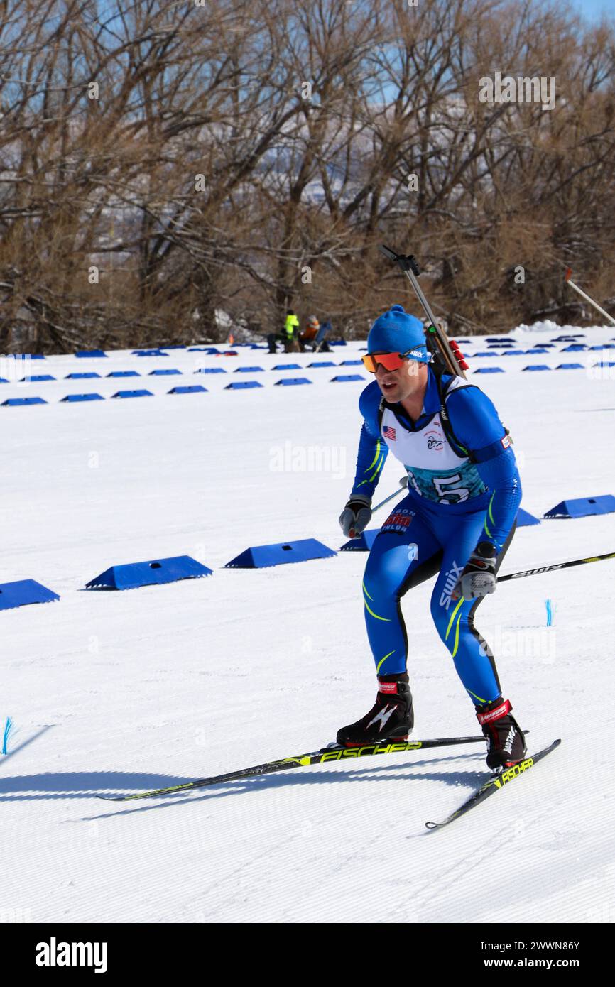 Kyle Roe, from the Oregon National Guard finishes the Sprint Race at ...