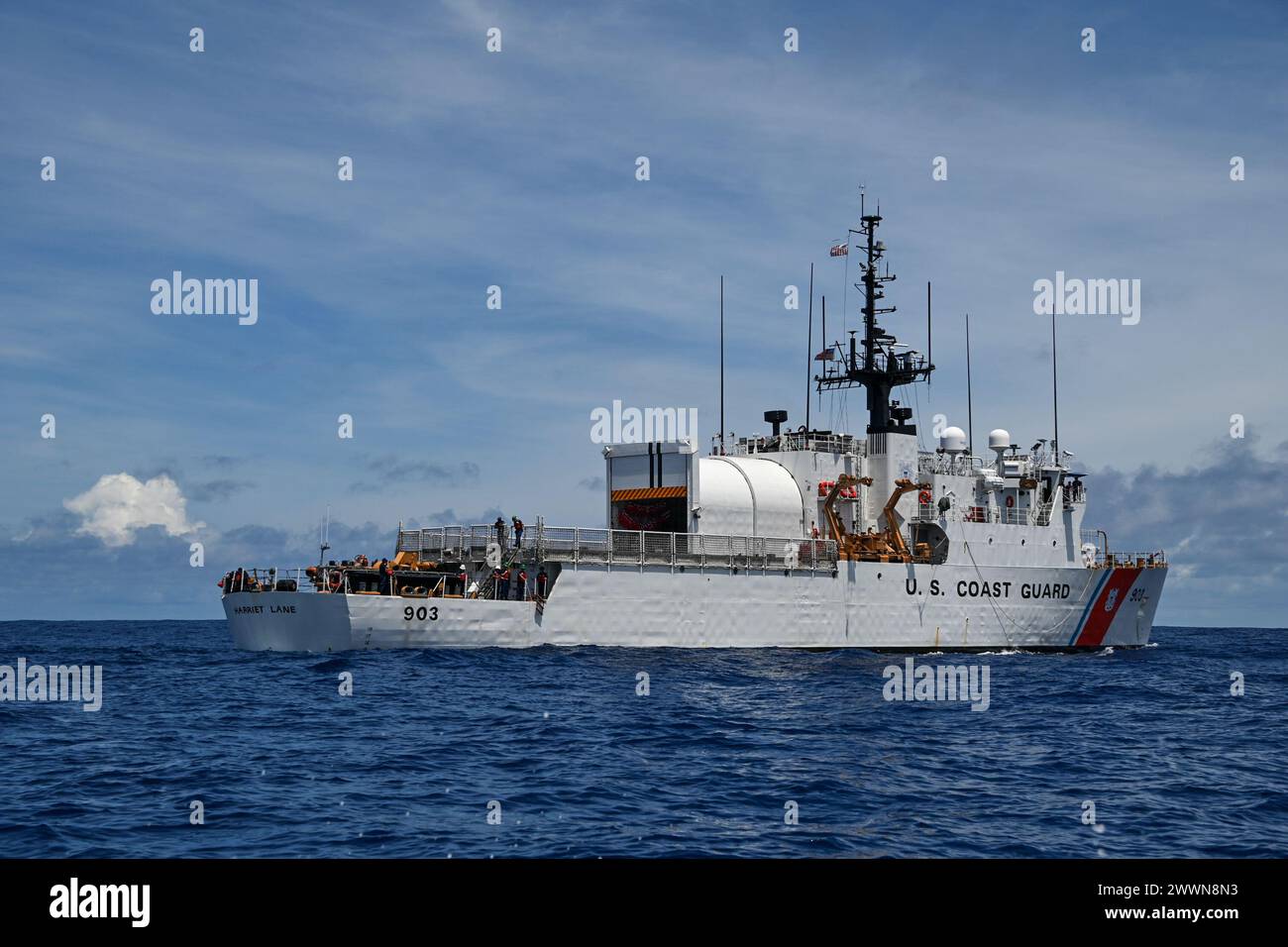 U.S. Coast Guard Cutter Harriet Lane (WMEC 903) and crew conduct an ...