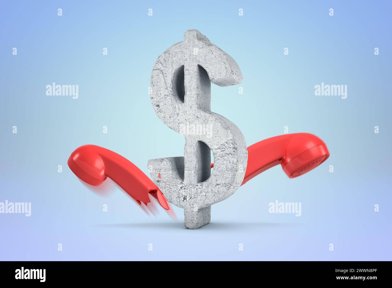 Phone receiver and dollar sign breaking Stock Photo - Alamy