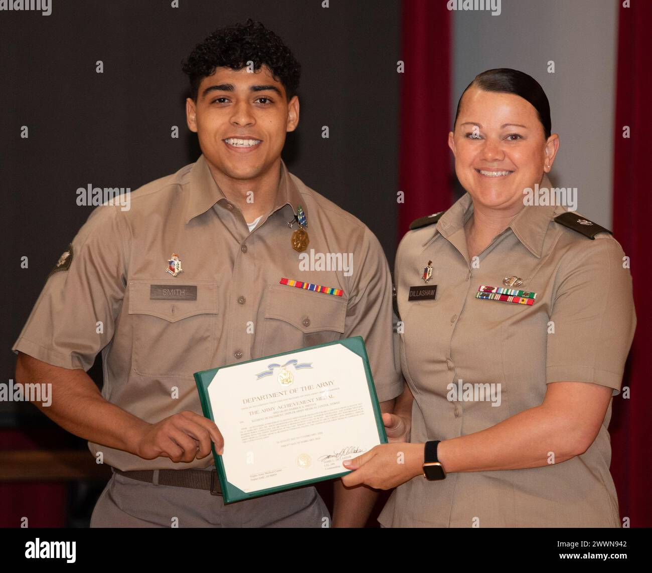 U.S. Army Lt. Col. Jamie Dillashaw, right, Medical Readiness Battalion ...