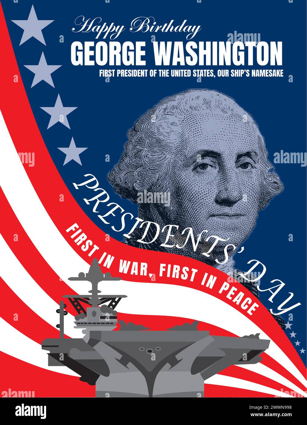 Graphic illustration created to celebrate Presidents' Day and George ...