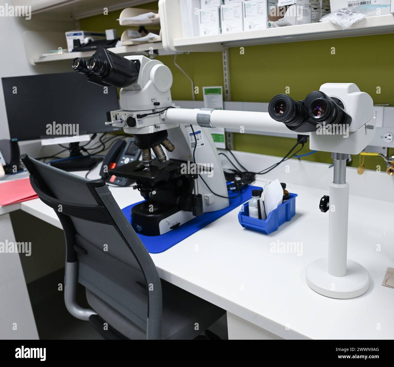 This microscope is used for viewing microorganisms at the 82nd Medical ...