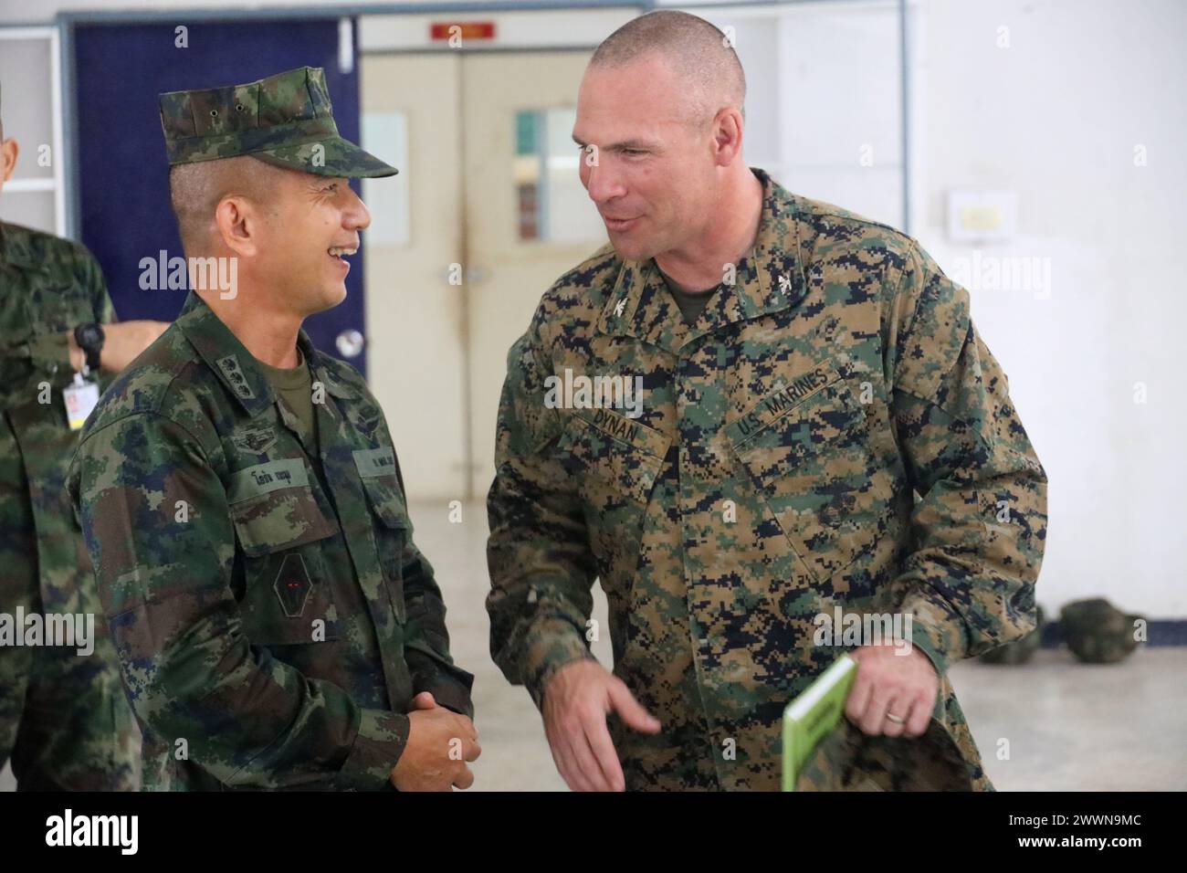 U.S. Marine Corps Col. Sean Dynan, right, commanding officer of the ...